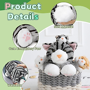 Muiteiur 4 Piece Cat Plush Set, Mom Cat Stuffed Animal with 3 Baby Stuffed Kittens in Zipper Pouch, Cute Stuffed Cat for Kids Girls Boys, Great Gift for Valentines Birthday (Grey,15.7inch)