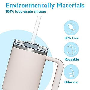 Replacement Straw Compatible with Stanley Quencher H2.0 40&30 oz Cup Tumbler with Handle, 6 Pack Reusable Straws for Stanley Quencher Tumbler,Plastic Straw with cleanning brush for Stanley Accessories