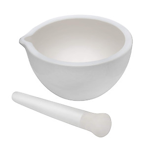 EISCO Porcelain Mortar & Pestle Set, 67oz (2000ml) - Unglazed Grinding Surface - Excellent for Kitchen or Laboratory - Grinds Powdered Chemicals, Herbs & Spices - Pill Crusher - White