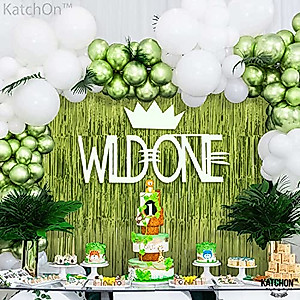 KatchOn, Sage Green Foil Fringe Curtain - XtraLarge 6.4x8 Feet Pack of 2, Green Backdrop | Light Green Foil Fringe Curtain, Green Birthday Decorations | Frog Birthday Decorations | Lime Green Backdrop