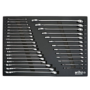 Wiha 30492 31 Piece Combination Wrench Tray Set - SAE and Metric