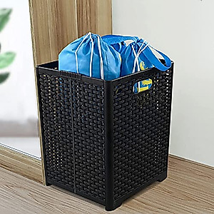Begale 2-Pack 42 L Folding Plastic Laundry Baskets, Collapsible Laundry Hamper, Large Storage Basket, Black