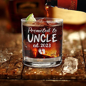 shop4ever® Promoted To Uncle Est 2023 Engraved Whiskey Glass Gift for First Time Uncle, New Uncle, Uncle to Be