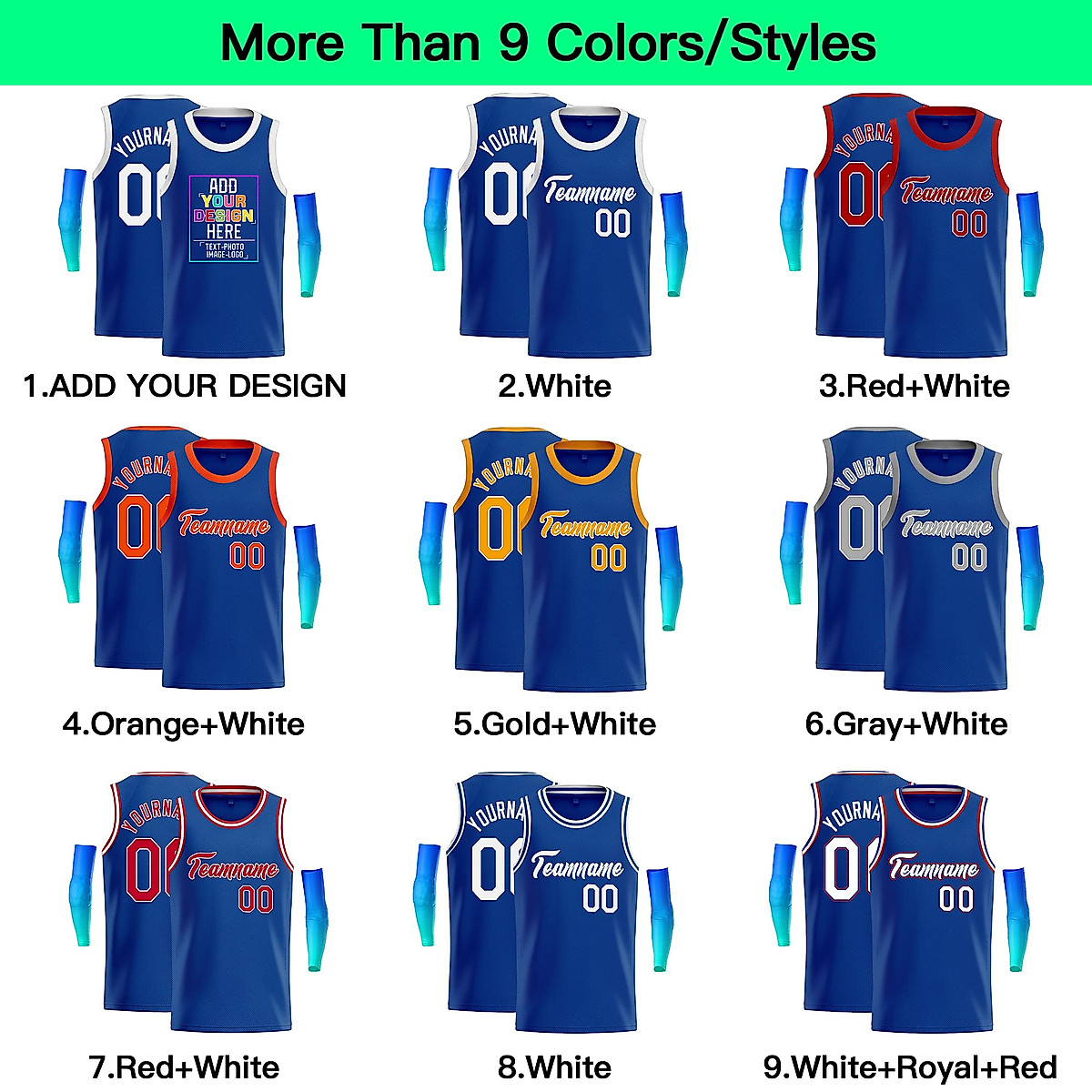 Custom Basketball Jersey Stitched or Printed Personalized Team Uniform Tank Top for Men/Kids Royal Blue