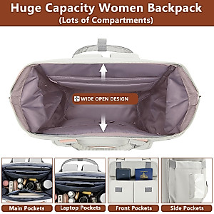 BAGSWAN Women Computer Backpack Nurse Bags: 15.6 Inch laptop Travel Work Bag Professional Waterproof Teacher SchoolBag with USB Port for Business College Backpack Carry on Bookbag for Women Gift(GREY)