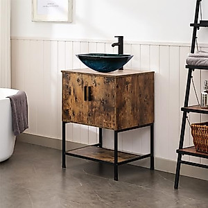 UEV 24" Antique Bathroom Vanity, Dark Brown Bathroom Vanity Set with Sink Combo, Iron Wood Bathroom Cabinet with Adjustable Water Temperature Faucet (A10)