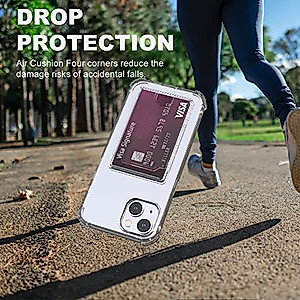 Wuwedo for iPhone 14 Plus Clear Card Case, Protective Shockproof TPU Slim Wallet Phone Case with Card Holder