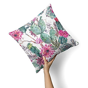 iiRov Summer Design Ink-Fuzed Decorative Throw Pillow - Summer Watercolor Floral v2