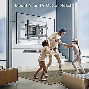 PERLESMITH Full Motion TV Wall Mount for 37-82 inch TVs up to 132 lbs, Max VESA 600x400mm, TV Bracket with Dual Articulating Arms, Tilt, Swivel, Extension, 16" Wood Studs, PSLFK1