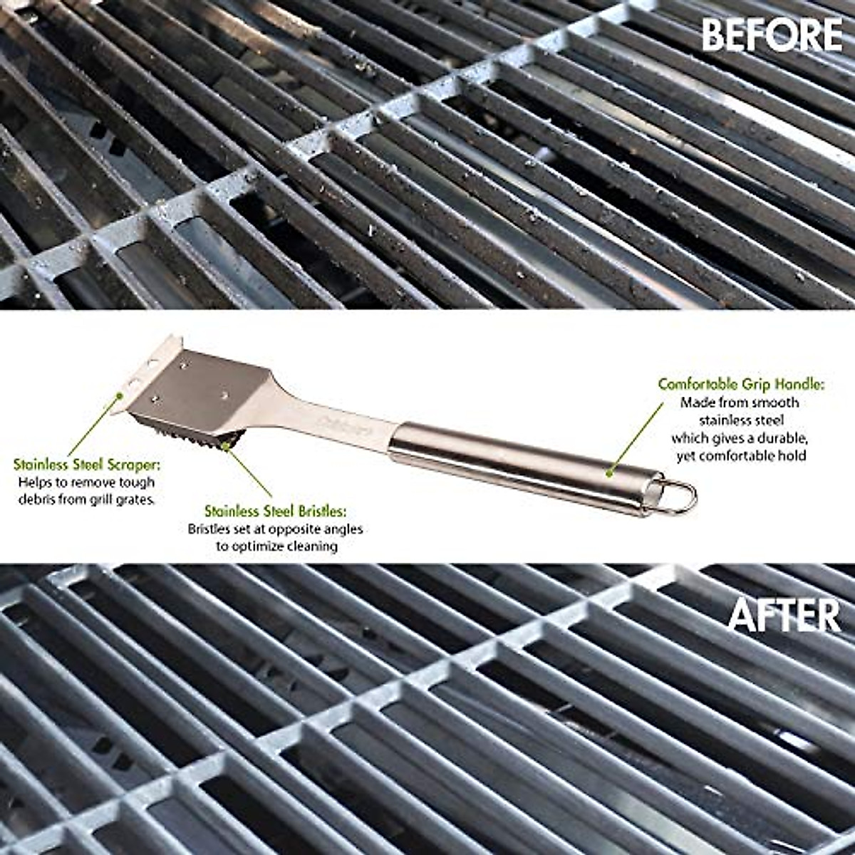 Cuisinart CCB-5014 BBQ Grill Cleaning Brush and Scraper, 16.5", Stainless Steel, 16. 5"