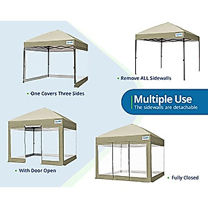 Quictent Clear Tent 10'x10' Ez Pop up Canopy with Sidewalls Instant Outddoor Gazebo Shelter Waterproof (Khaki)