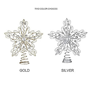 Suixing Christmas Tree Topper 8in Wire Five-Pointed Star Treetop Party Supplies Xmas Decor Home Hotel Office Gold