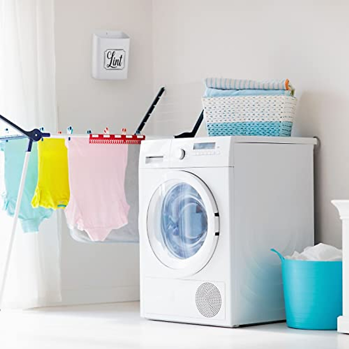 Juvale Magnetic Lint Bin for Laundry Room, Lint Holder, Hanging, Wall Mounted Trash Can Bin, Small Waste Basket, Laundry Decor and Accessories (White, 9.25x9.25x2.75 in)