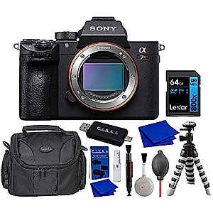 Sony Alpha 7R III A (ILCE-7RM3A) Mirrorless Full-Frame Camera Bundle with 64GB SD Card, Flexible Tripod, Camera Gadget Bag, Cleaning Kit + More | Sony a7R III A