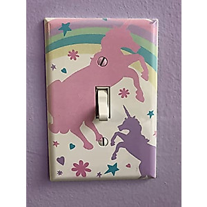 Girls Light Switch Cover Plate Kids Decorative Nursery Teen Toddler Room Decor Bedroom Bathroom Playroom (Pastel Unicorn)