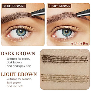 Eyebrow Pencil Dark Brown, Waterproof Microblade Eyebrow Pen 4 Fork Tip Pencil,Smudge Proof Brow Pen Long Lasting Lift & Snatch Liquid Brow Eyebrow Marker Pen that Looks Like Hair