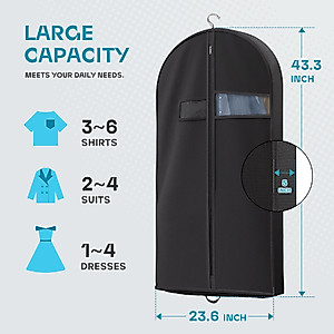 Lazebox 3 packs Garment Bags for Travel and Closet Storage with Zipper Pocket, Heavy Duty Waterproof Hanging Suit Bag with Handles for Suits, Coats, Jackets, Shirts