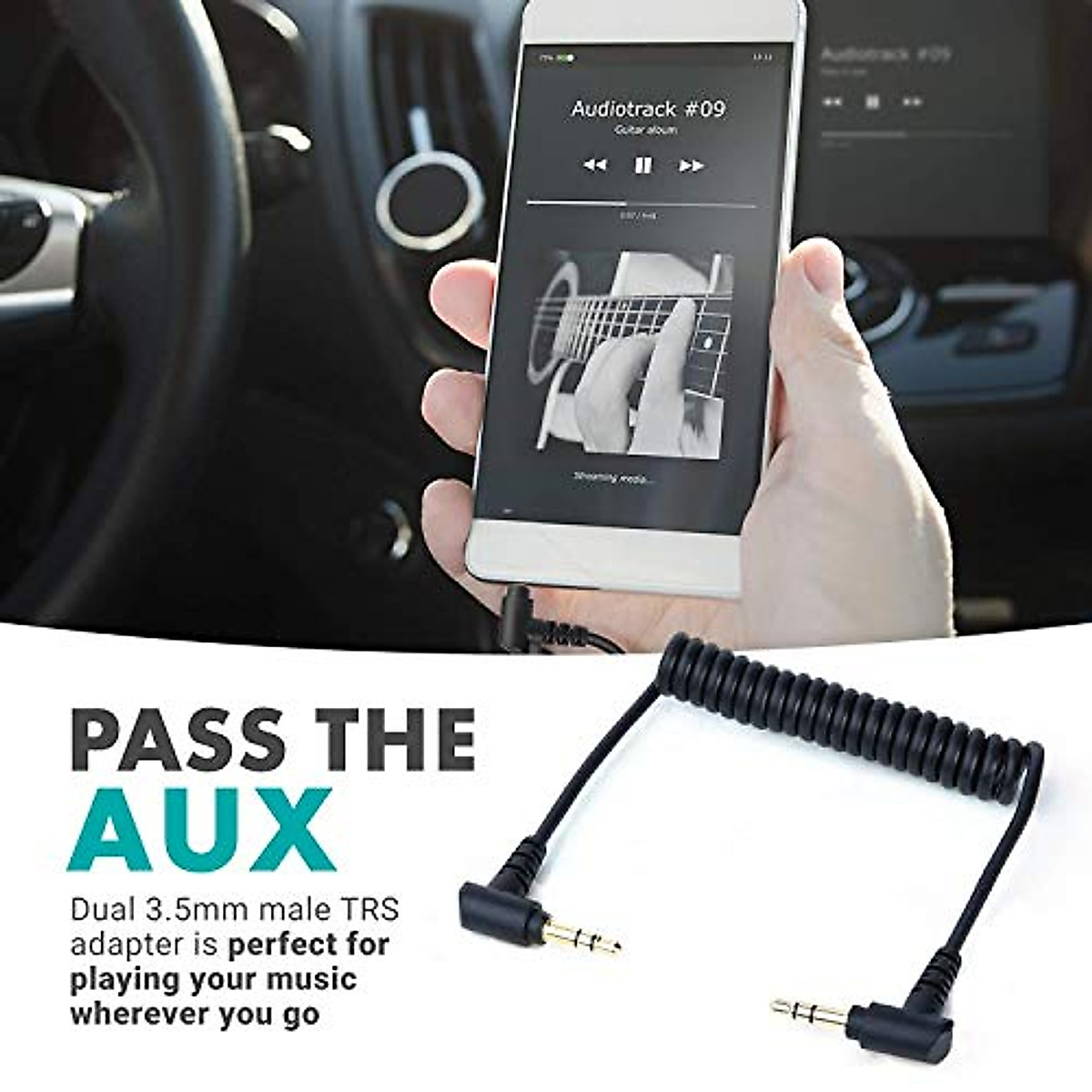 Movo MC1 3.5mm Audio Cable - Dual Male 3.5mm TRS Cable for Audio Mixers, Microphones, Cameras, Recorders, Car Speakers, and More