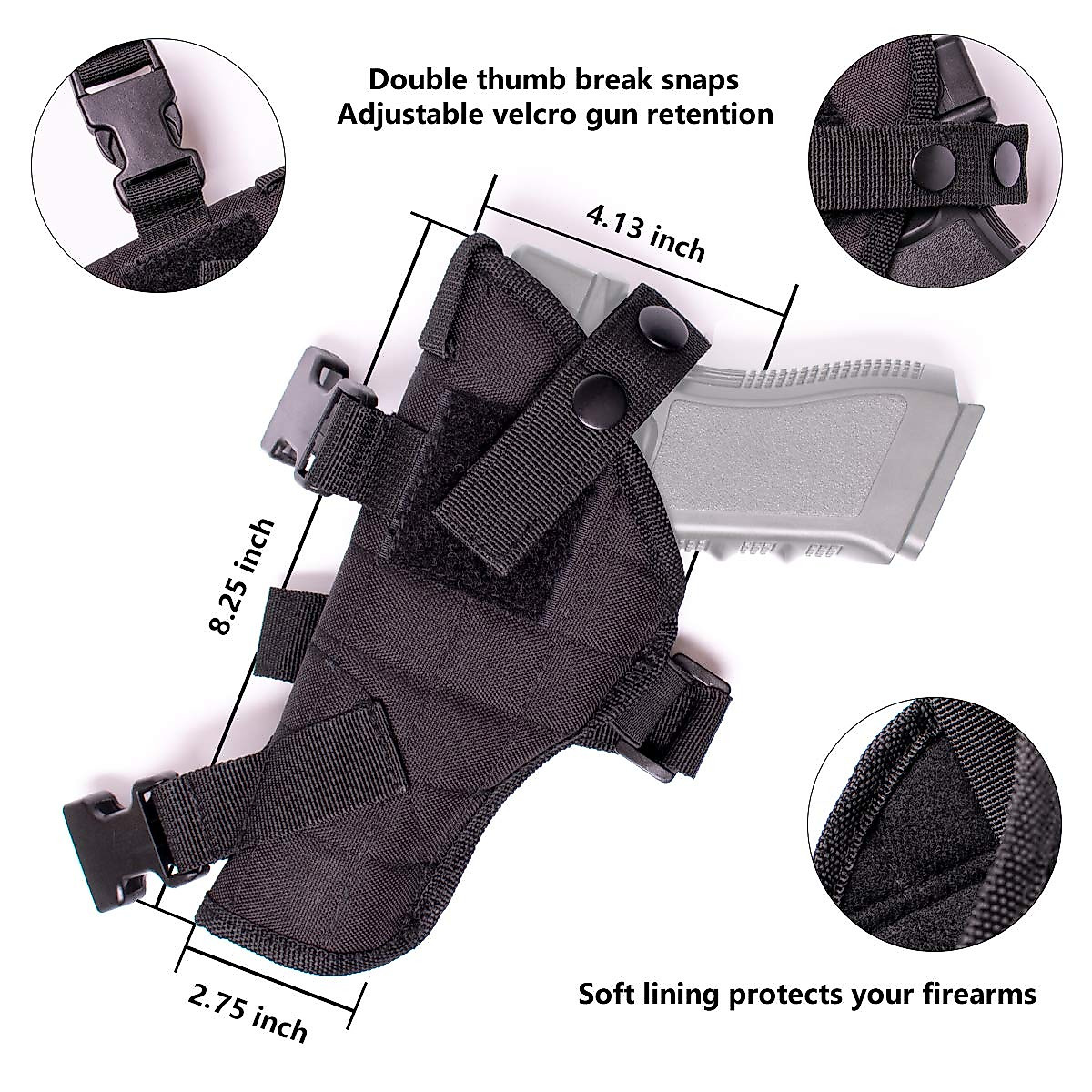 POYOLEE Shoulder Holster for Pistols, Adjustable Vertical Gun Holster with Double Magazine Pouch, Universal Concealed Carry Holster Fits Compact to Large Handguns Black