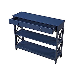 Convenience Concepts Oxford 1 Drawer Console Table with Shelves, Cobalt Blue