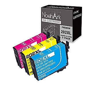 NoahArk 3 Packs 202XL Remanufactured Ink Cartridge Replacement for Epson T202XL 202 XL High Yield for Epson Expression Home XP-5100 Workforce WF-2860 Printer (1 Cyan, 1 Magenta, 1 Yellow, 3-Pack)