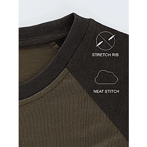 KNQR Mens Casual Basic Soft Tagless 3/4 Sleeve Active Sports Running Hiking Baseball Tee Shirts Black/Flame Red M