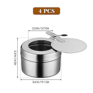 Cabilock 4pcs Stainless Steel Fuel Holder with Cover Chafer Canned Heat Fuel Box Heat Holder with Safety Cover for Buffets Barbecue Parties