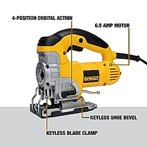 DEWALT Jig Saw, 3,100 SPM Speed, Corded, 6.5 Amp (DW331K)