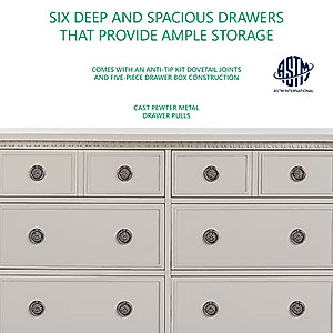 Evolur Julienne 6 Double Dresser Cloud , 54x20.30x33 Inch (Pack of 1)