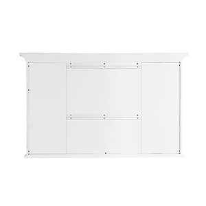 WELLFOR 48"x 30" Wall Mounted Medicine Cabinet with Double-Side Mirrors, Solid Wood Mirror Cabinet Storage with Open/Built-in 6 Shelves and Soft-Close Door, Wood Medicine Cabinet with Mirror