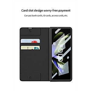 XIMAND for Samsung Galaxy Z Fold 5 5G Case with S Pen Holder (Removable),2 Card Slots,Explosion-Proof Glass,Protective Anti-Scratch,Hard Slim Leather Bracket Case with Screen Protector(Brown)