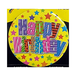 Amscan Descendants 4 Square Plates, and Luncheon Napkins Serves 16 | Officially Licensed | Includes Happy Birthday Button | Bundle of 3 Items Party Supplies Pack