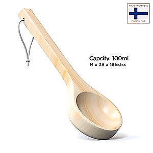 Northwood Sauna Bucket and Ladle Set - Handmade from Finnish Pine Wood - Plastic Liner and Rope Handle