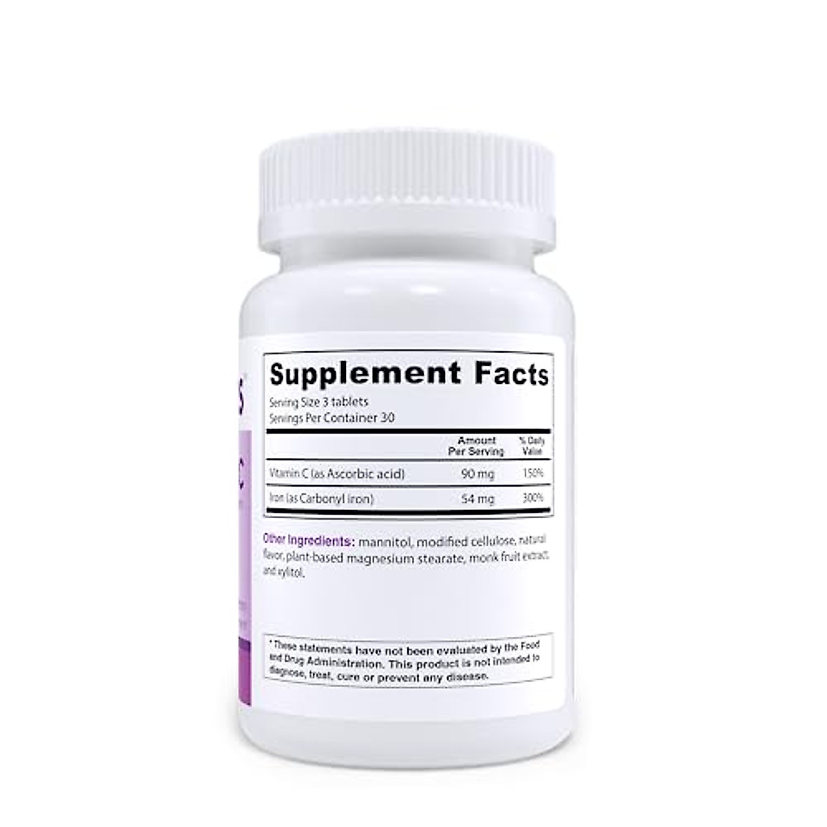 BariMelts Iron with Vitamin C, Dissolvable Bariatric Vitamins for WLS Patients Including Gastric Bypass and Sleeve Gastrectomy, Natural Orange Flavor - 90 Fast Melting Tablets