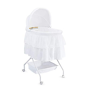 Big Oshi Madison Newborn Baby Bassinet - Bassinet for Boys or Girls - Perfect for Indoor Bedside Napping – Removable Canopy Cover – Includes Mattress Pad and Sheet, White