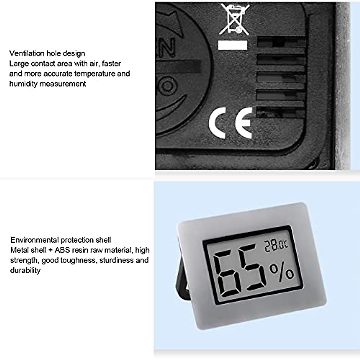 LCD Electronic Thermometer Hygrometer, Clear Display, Wide Application for Cigar Box, Storage Cabinet, Wardrobe, Embedded Design with Temperature and Humidity Measurement Accuracy