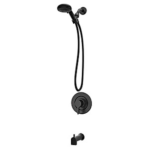 Moen Beric Matte Black Single Handle Modern Tub and Shower Faucet with Handshower, Valve Included, 82775BL