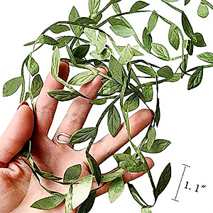 Hecaty 66 ft Large Leaf Ribbon, Artificial Eucalyptus Garland Rattan Leaf String, Decorative Jungle Plant Green, Suitable for Baby Shower Home Wedding Party Balloon Garland DIY Craft