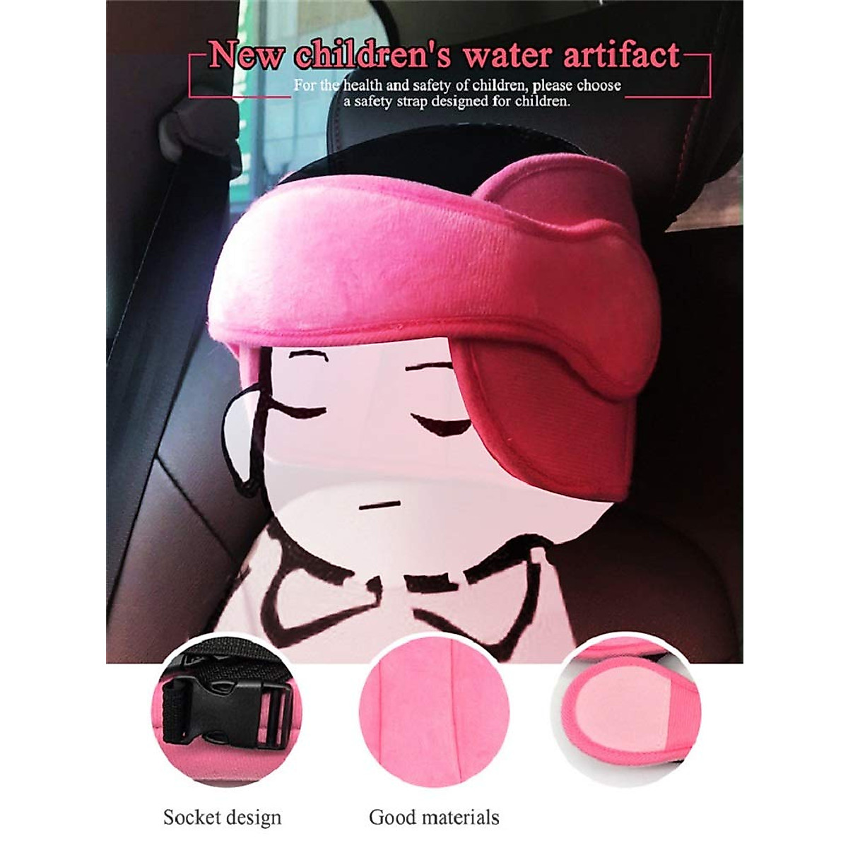 2Pack Boy and Girl Head Support for Car Seats,Ajustable Comfortable Pillow for Baby Child Tolddler Infant Pink and Blue