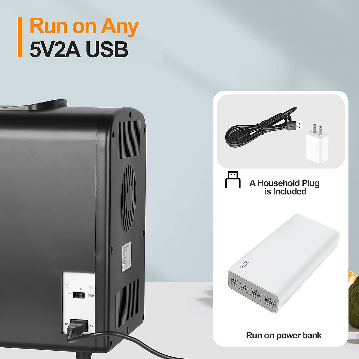 COYCYQI Mini Fridge for Skincare, 4L/6 Can Small Personal Beauty Cooler and Warmer, Portable USB Refrigerator for Bedroom, Makeup, Beverage, Home, Ravel (Black)