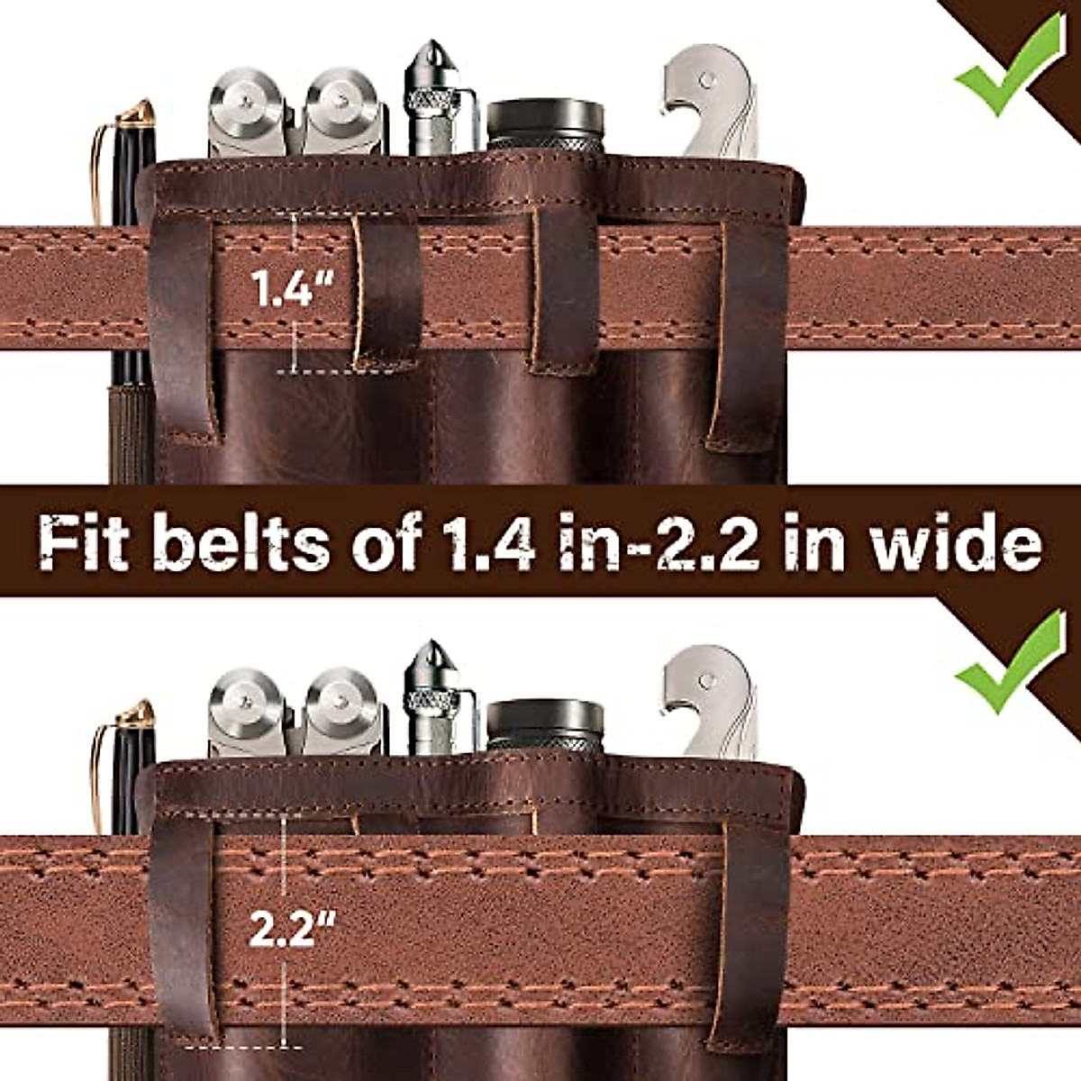 Froskey Leather Multitool Sheath, Leatherman Sheath, EDC Belt Organizer for Work, EDC Pocket Organizer fit Belt for 1.4 in-2.2 in, Gifts for Men