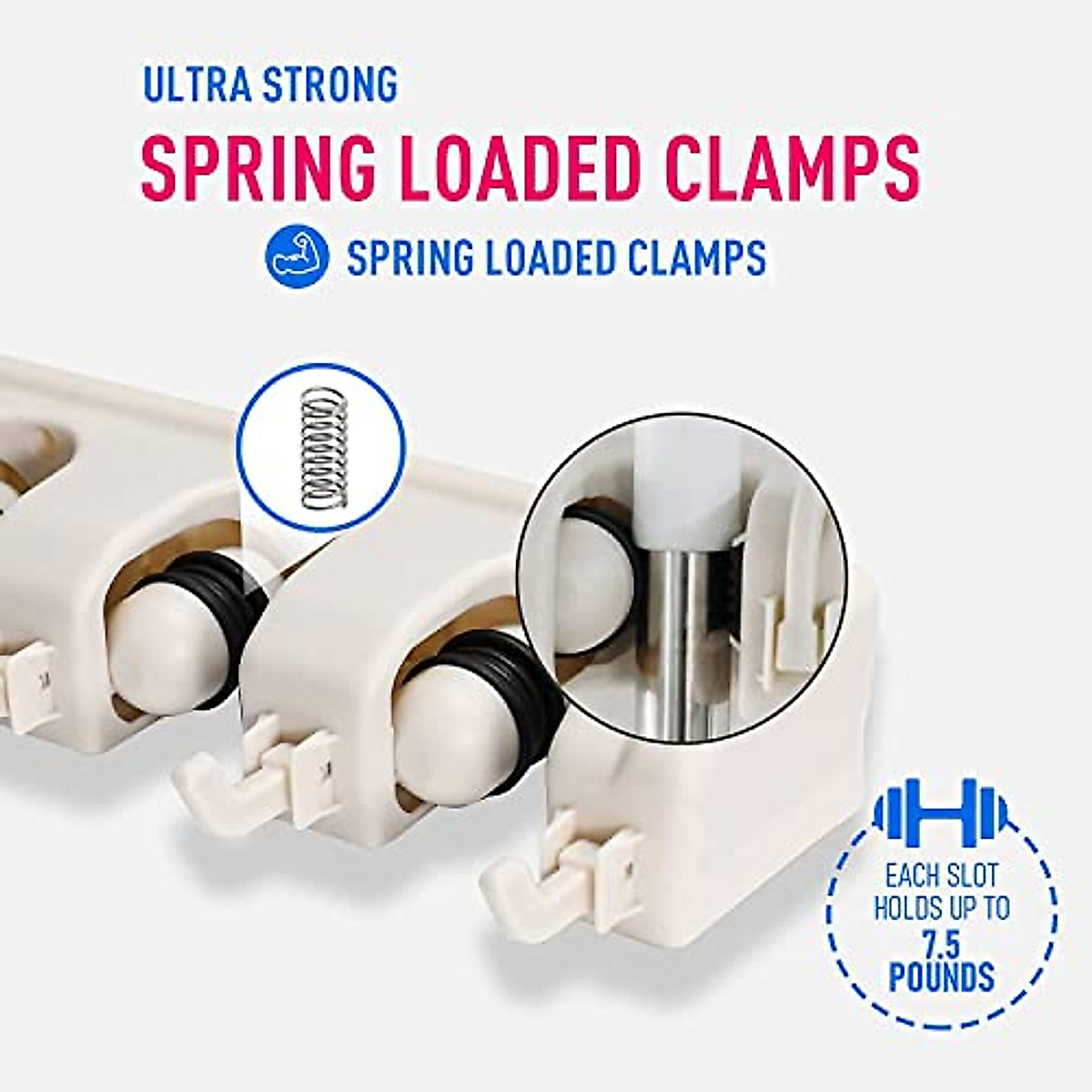 TKISZYZR Broom and Mop Holder Wall Mount, Broom Holder Wall Mounted, Mop Hanger or Garden Kitchen Garage Storage and Organization(5 Positions with 6 Hooks) (Beige)