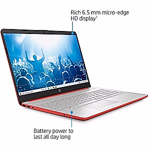 HP 2022 15.6" HD Laptop Computer Intel Dual-Core Pentium Gold 6405U 4GB RAM 128GB SSD Intel UHD Graphics HD Webcam Bluetooth RJ-45 USB-C HDMI Windows 10 Scarlet Red RE 32GB USB 3.0 Flash Drive