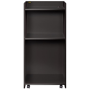 VEVOR Wood Podium, 23.6" x 47.2", Lecterns and Podiums w/ 4 Rolling Wheels, Flat Surface, Baffle Plate & Shelf, Easy Assembly Ebony Lecterns for Church, Office, School, Home Black