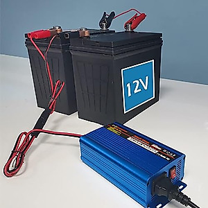 Unocho 24V Battery Charger Automatic Smart Battery Charger Maintainer 5A Trickle Charger with Alligator Clips for Charging AGM Gel Lead-Acid Batteries