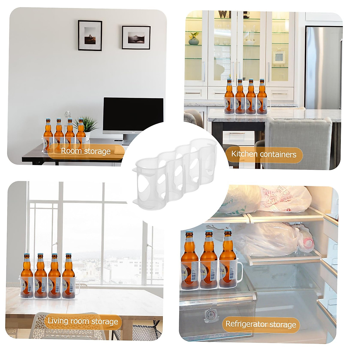 Hemoton 2pcs Refrigerator Organizer Bins Drink Holder Storage Bin Portable Pop Soda Can Dispenser Beverage Holder for Fridge Storage Sliding Freezer Kitchen Countertops Cabinets