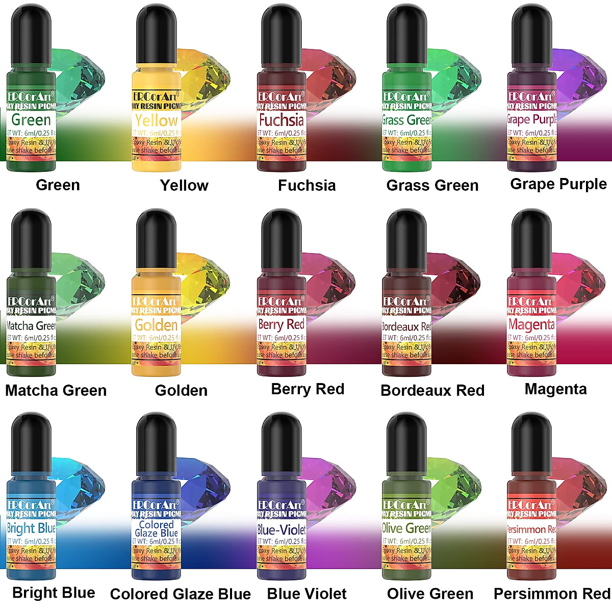 Epoxy Pigment - 30 Colors Transparent UV Dye, Resin Colorant for Resin Jewelry Making Kit, DIY Crafts - 0.25 oz