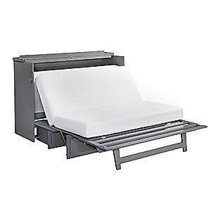 AFI Deerfield Murphy Bed Chest with Charging Station, Queen, Grey