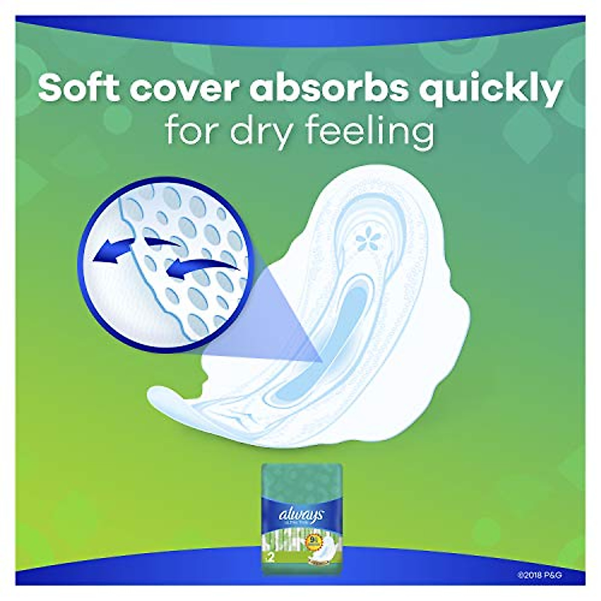 Always Ultra Thin Long/Super With Wings Unscented Pads, White, 16 Count