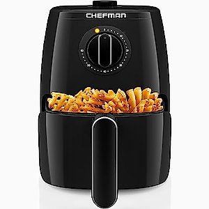 Chefman TurboFry 2-Quart Air Fryer, Dishwasher Safe Basket & Tray, Use Little to No Oil For Healthy Food, 60 Minute Timer, Fry Healthier Meals Fast, Heat And Power Indicator Light, Temp Control, Black